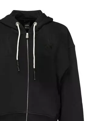 Pinko Embroidered Logo Zip-up Hoodie - Black