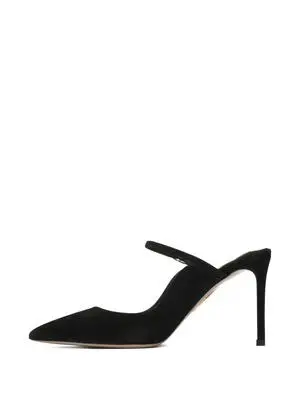 AQUAZZURA Suede Ankle Strap Stiletto Pumps