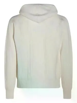 LARDINI Ribbed Zip-up Knitted Hoodie - Neutrals