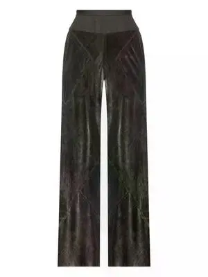 Rick Owens Ribbed Waistband Velvet Trousers - Grey