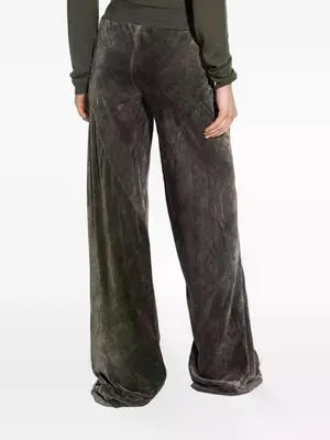 Rick Owens Ribbed Waistband Velvet Trousers - Grey
