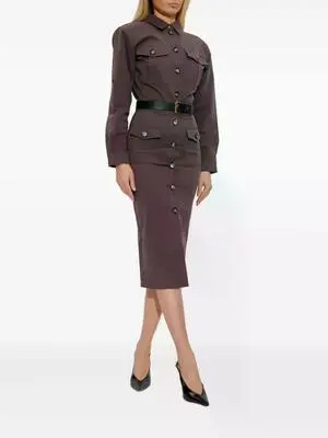 SELF-PORTRAIT Buttoned-up Belted Dress