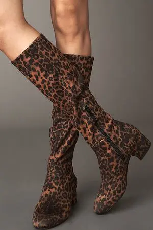 SILENT D Block-heel Knee-high Boots - Cheetah