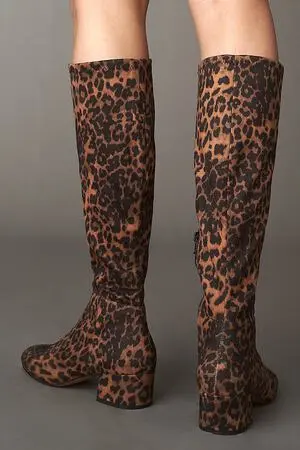 SILENT D Block-heel Knee-high Boots - Cheetah
