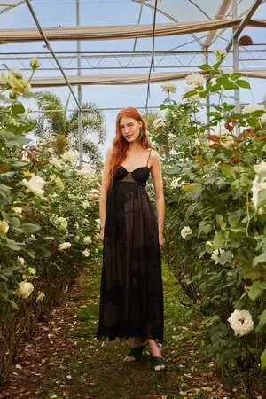 Farm Rio Sleeveless Lace Maxi Dress - Black