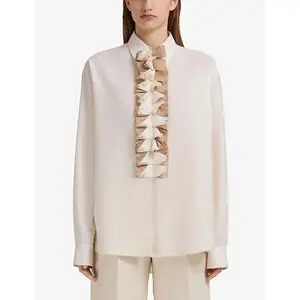 Marni Cotton-blend Blouse With Ruffle Panel