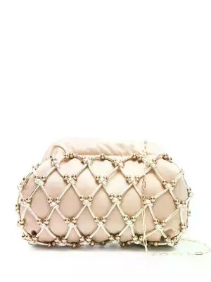 Rosantica Beaded Satin Clutch - Neutrals
