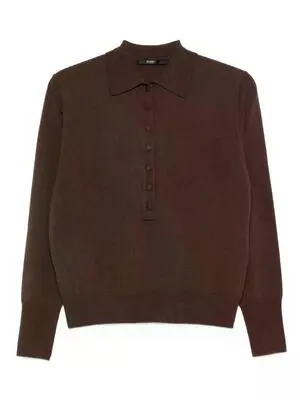 Seventy Button-placket Long-sleeved Polo Top