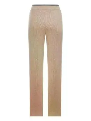Brunello Cucinelli Ribbed-knit Embellished Trousers