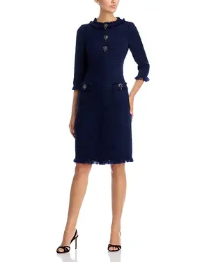 Rickie Freeman For Teri Jon Tweed Sheath Dress - Navy