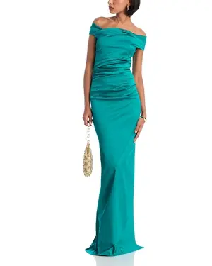 Rickie Freeman For Teri Jon Satin Ruched Gown