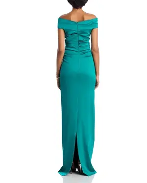 Rickie Freeman For Teri Jon Satin Ruched Gown