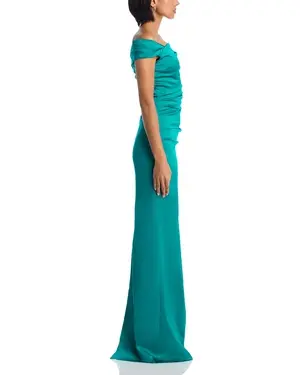 Rickie Freeman For Teri Jon Satin Ruched Gown
