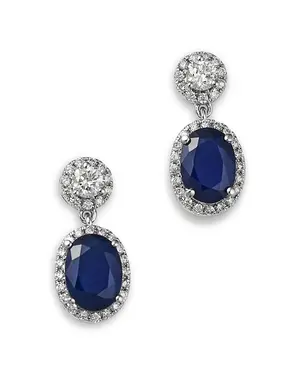 Bloomingdale'S Sapphire & Diamond Drop Earrings In 14k - White Gold