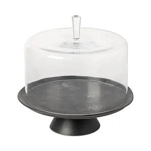 COSTA NOVA Set Footed Cake Plate With Glass Dome - Black