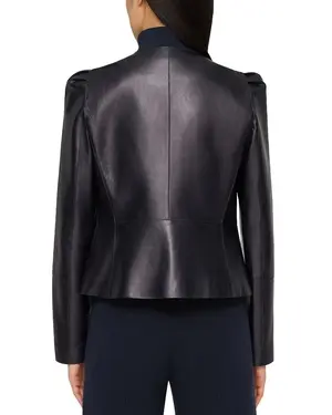 Lafayette 148 New York Leather Puff Sleeve Jacket