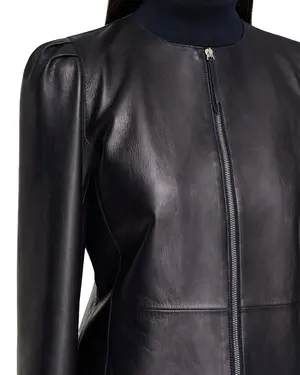 Lafayette 148 New York Leather Puff Sleeve Jacket