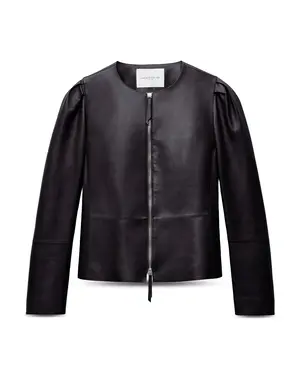 Lafayette 148 New York Leather Puff Sleeve Jacket