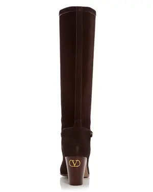 Valentino Garavani Pattie Tall Suede Boots - Brown
