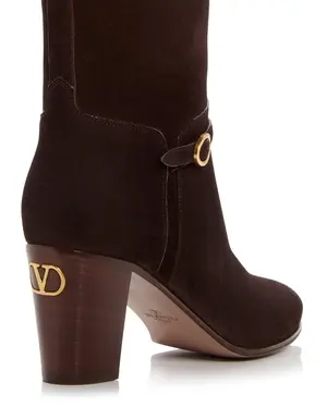 Valentino Garavani Pattie Tall Suede Boots - Brown