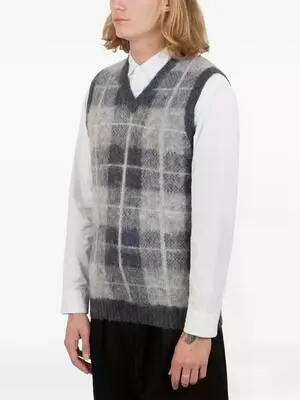 BEAMS V-neck Checked Vest