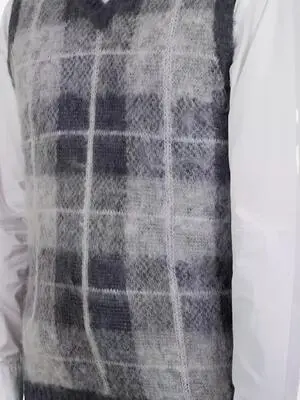 BEAMS V-neck Checked Vest