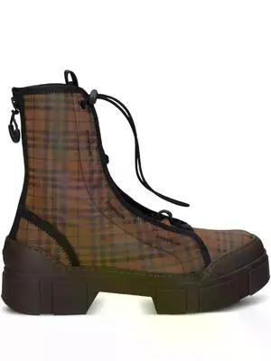 VIC MATIE Plaid-pattern Lace-up Boots