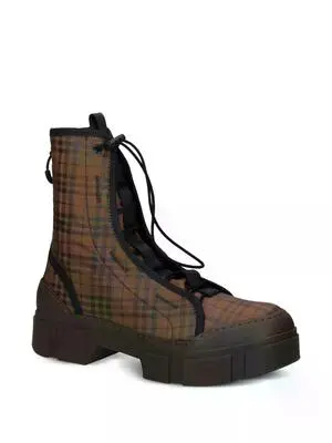 VIC MATIE Plaid-pattern Lace-up Boots