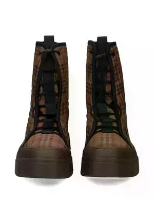 VIC MATIE Plaid-pattern Lace-up Boots