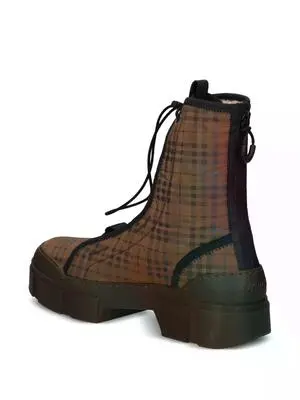 VIC MATIE Plaid-pattern Lace-up Boots