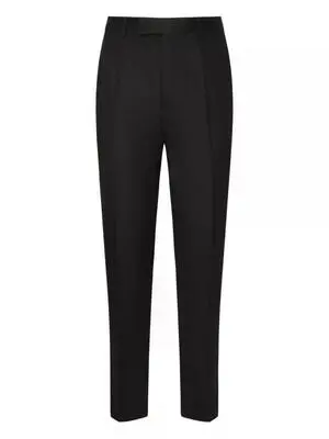 Zegna Pleated Wool Trousers - Black