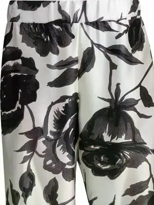 SLEEP NO MORE Rose-print Silk Trousers