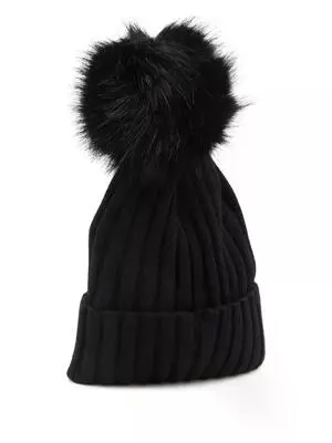 Moncler Ribbed Knit Pom-pom Beanie - Black