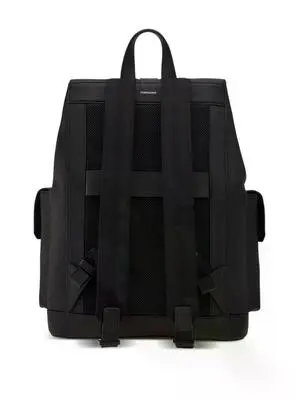 FERRAGAMO Drawstring Flap Backpack - Black
