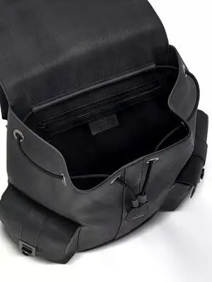 FERRAGAMO Drawstring Flap Backpack - Black