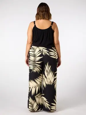 LIVE UNLIMITED Leaf Print Wide Leg Pants