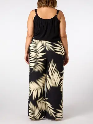 LIVE UNLIMITED Leaf Print Wide Leg Pants