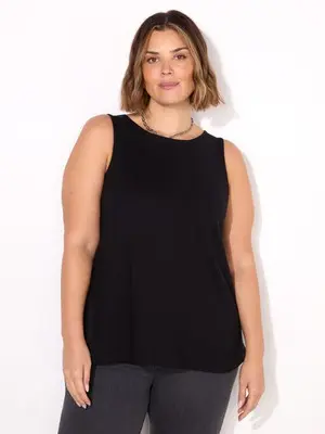 LIVE UNLIMITED Cotton Slub Neck Vest - Black