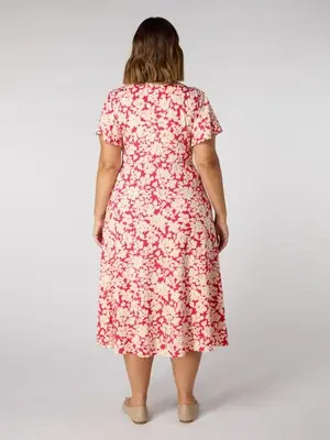 LIVE UNLIMITED Floral Flutter Sleeve Wrap Dress