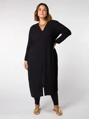 LIVE UNLIMITED Crinkle Split Front Longline Tunic