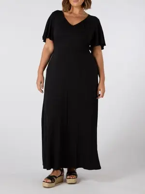 LIVE UNLIMITED Jersey V-neck Maxi Dress