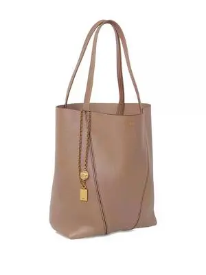 Chloé Leather Tote With Chain Detail - Pink
