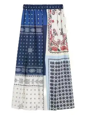 Max Mara Luna Printed Pleated Midi Skirt - Blue