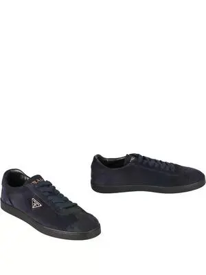 Prada Suede Lace-up Sneakers With Logo Plaque