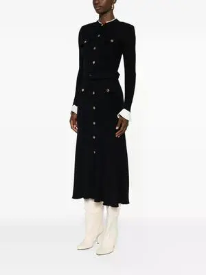 SELF-PORTRAIT Button-detailed Ribbed-knit Maxi Dress