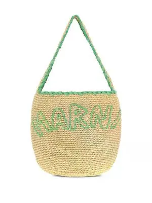 Marni Logo-embroidered Raffia Tote Bag - Neutrals