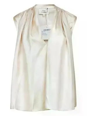 Loulou De Saison Sade Draped Silk Top - Neutrals