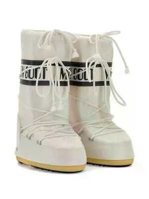 Moon Boot Icon Logo Print Water-repellent Lace-up Boots - White