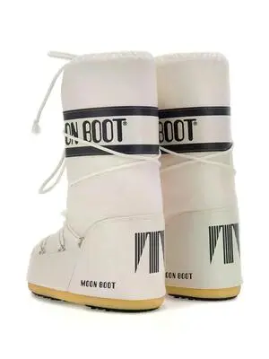Moon Boot Icon Logo Print Water-repellent Lace-up Boots - White