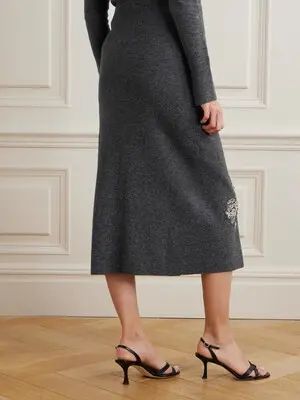 Erdem Embellished Knitted Midi Skirt